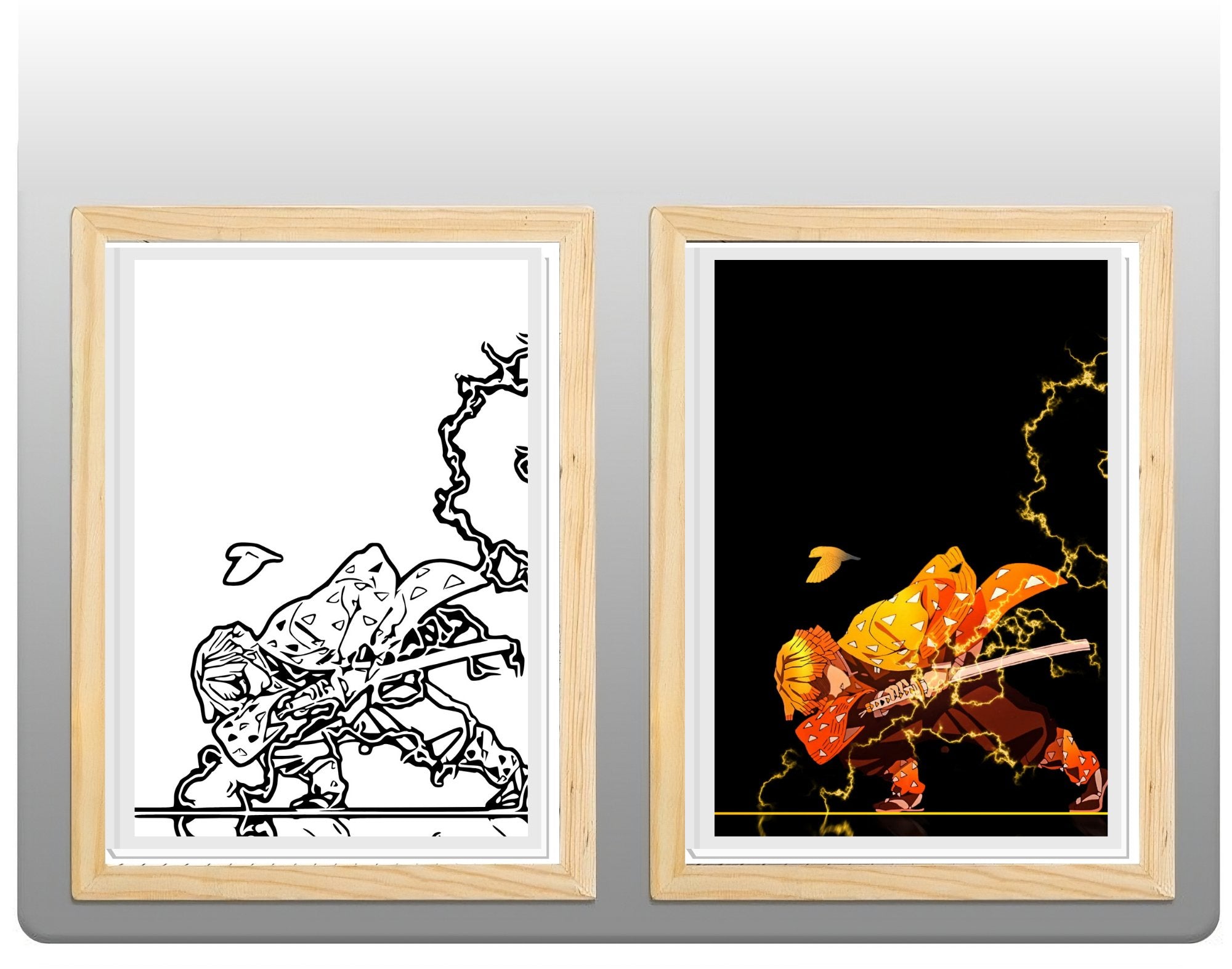 Zenitsu Agatsuma Light Painting Frame bingkai glow